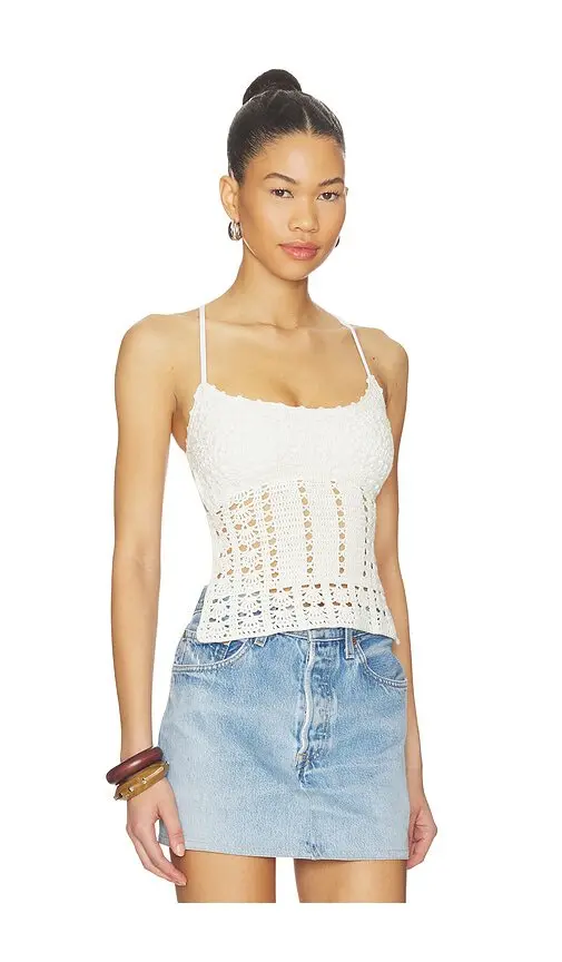 Frankies Bikinis X Jennie Nari Crochet Halter Top - Ivory