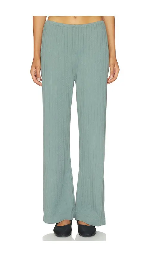 Donni. The Pointelle Simple Crop Pant - Sage