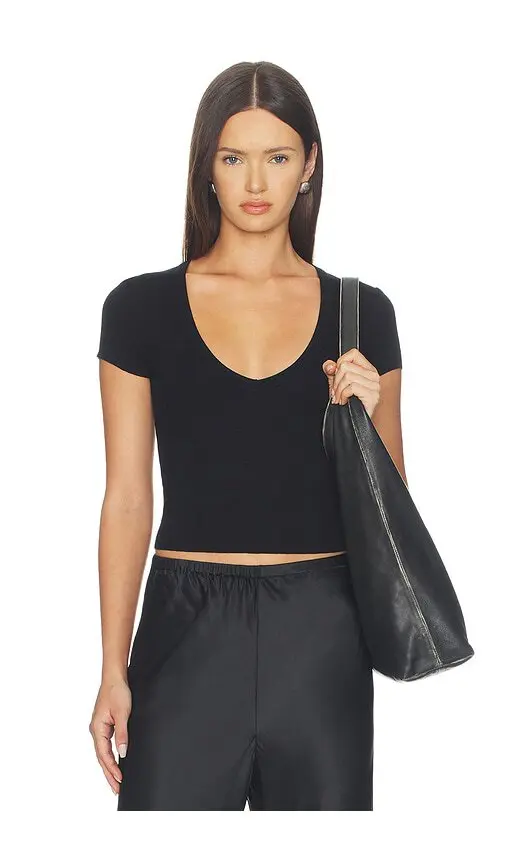 Eterne Short Sleeve V-neck Baby T-shirt - Black