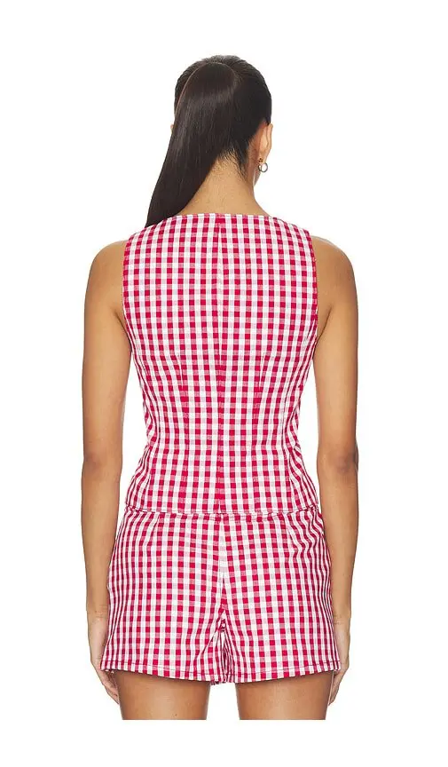 Cinq À Sept Mini Gingham Denim Lovina Top
