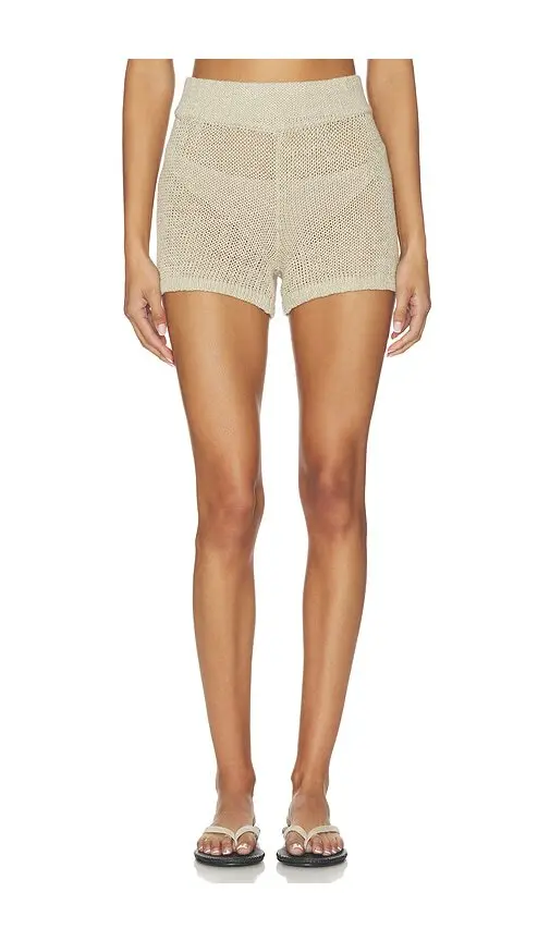 Enza Costa Linen Open Knit Short In . Also - Beige