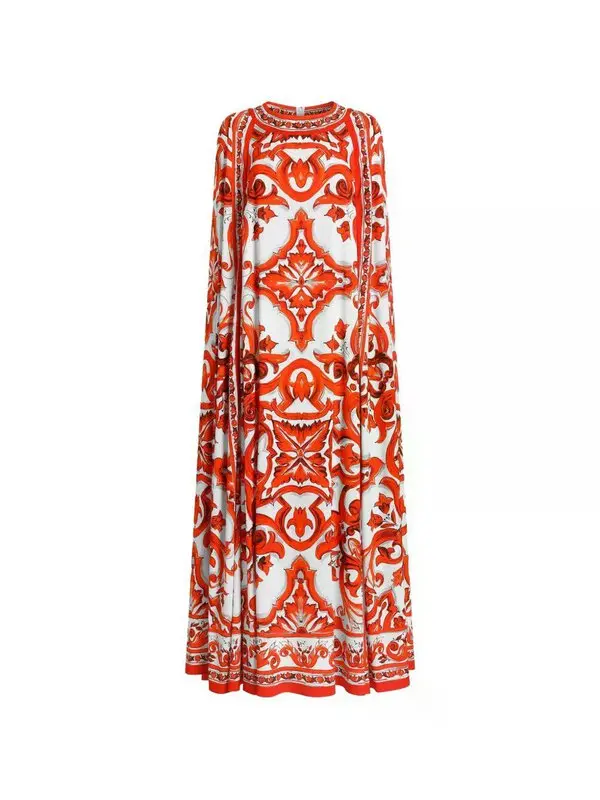 Dolce & Gabbana Majolica Print Charmeuse Maxi Dress - Red