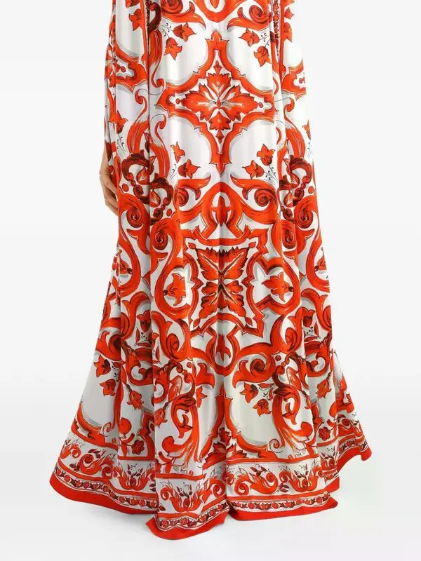 Dolce & Gabbana Majolica Print Charmeuse Maxi Dress