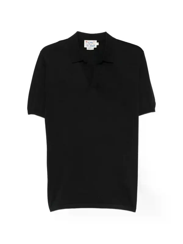 MC2 SAINT BARTH Half-button Polo-collar T-shirt - Black