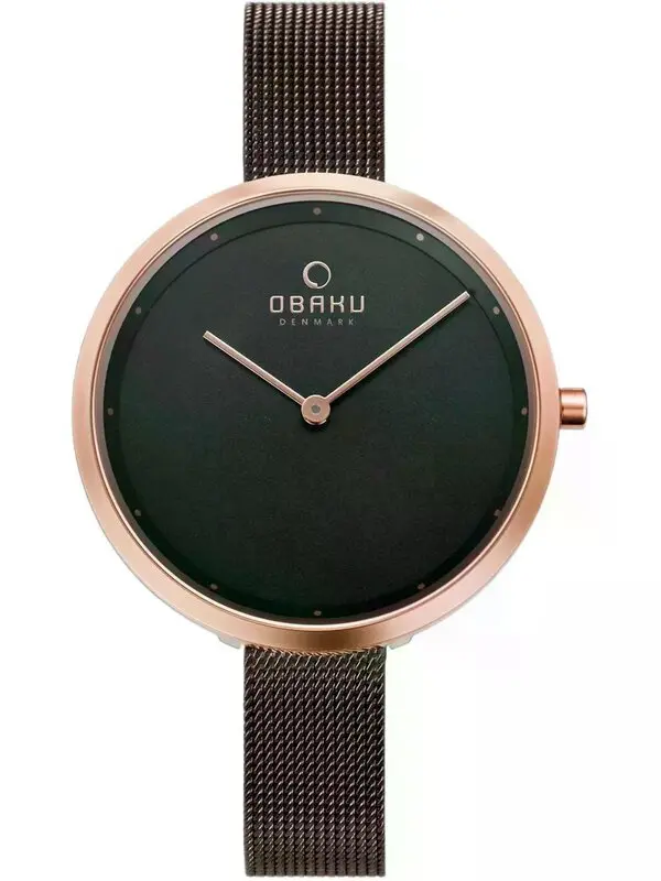 OBAKU Rose Gold-tone Mesh Bracelet Watch With Dial - Green