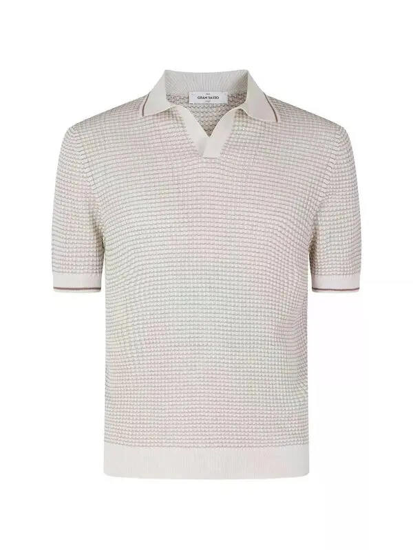 GRAN SASSO Waffle-knit Tipped Polo Shirt