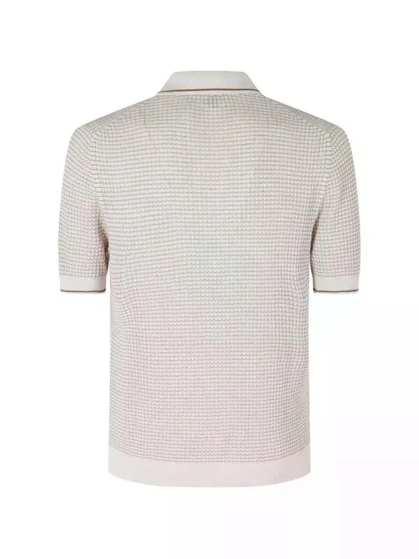 GRAN SASSO Waffle-knit Tipped Polo Shirt