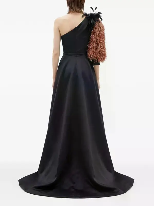 GATTINOLLI BY MARWAN Feather Embellished Gown Dress