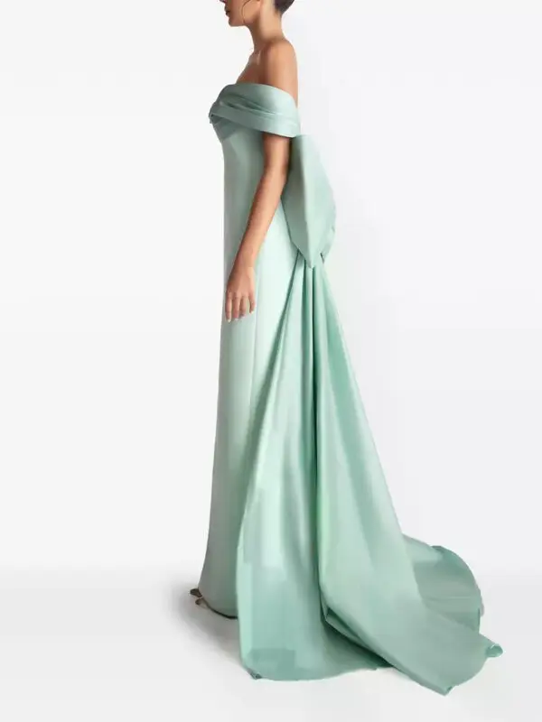 GATTINOLLI BY MARWAN Off-shoulder Gown With Semi Train