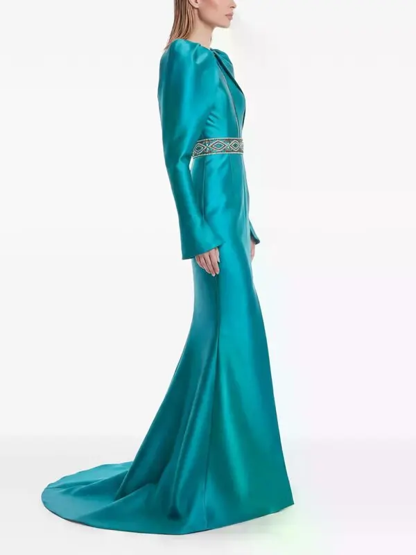 GATTINOLLI BY MARWAN Gattinoli Marwan Beaded Waist Open-back Gown