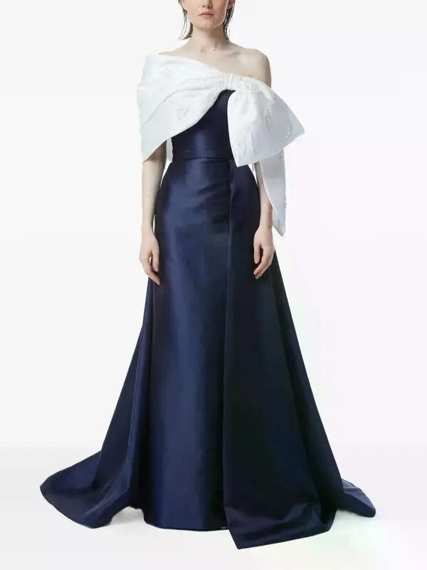 GATTINOLLI BY MARWAN Bow-bodice Bead-embellished Gown