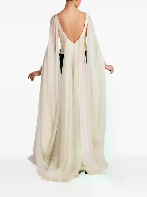 GATTINOLLI BY MARWAN Embroidered Cape-sleeve Gown