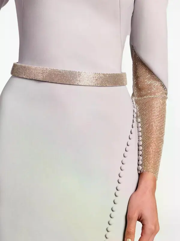 GATTINOLLI BY MARWAN Off-the-shoulder Mermaid Gown With Crystal Embellishments And Side Slit