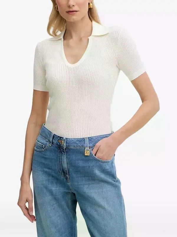 Elisabetta Franchi Logo-patch Knitted Top - Neutrals