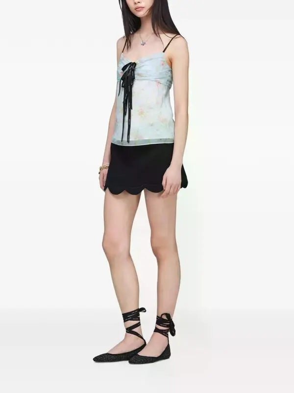 Marc Jacobs Blurred Floral Print Bow Detail Top - Blue