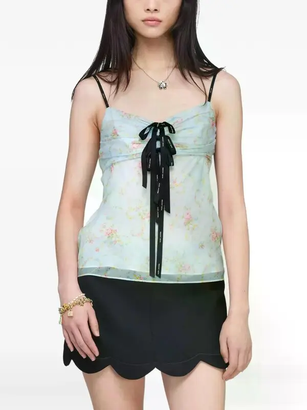 Marc Jacobs Blurred Floral Print Bow Detail Top