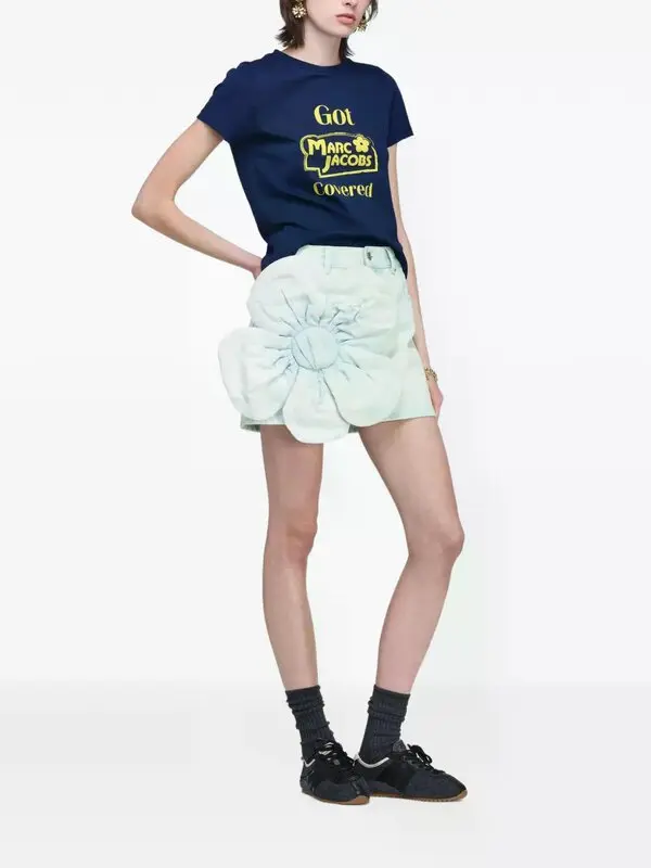 Marc Jacobs Daisy Appliqué Denim Mini Skirt - Blue