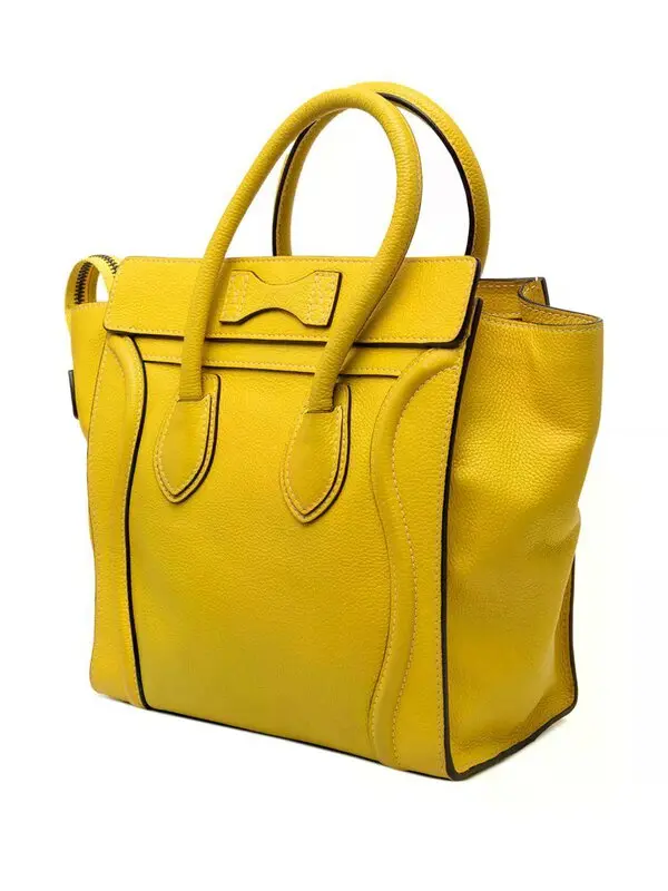 Celine Micro Drummed Calfskin Luggage Tote Bag - Yellow