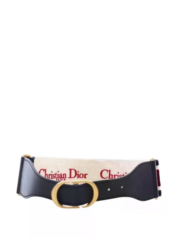 Dior 2021 Embroidered Canvas And Leather Wide Belt