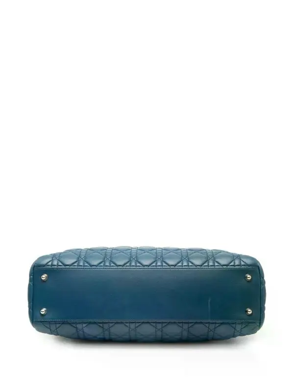 Dior Lambskin Cannage Soft Zipped Lady Shopping Tote Bag - Blue