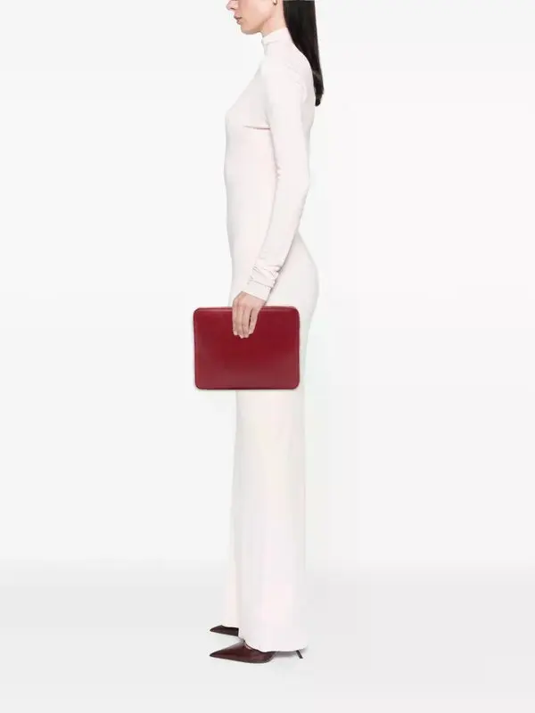 Prada 2000-2013 Saffiano Zip Around Ipad Case Clutch Bag - Red