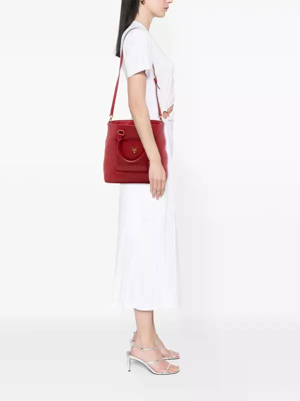 Prada Vitello Daino Convertible Tote Satchel - Red