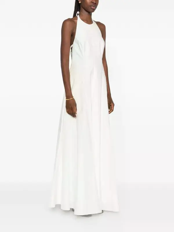 Brunello Cucinelli Techno Cotton Poplin Halterneck Maxi Dress