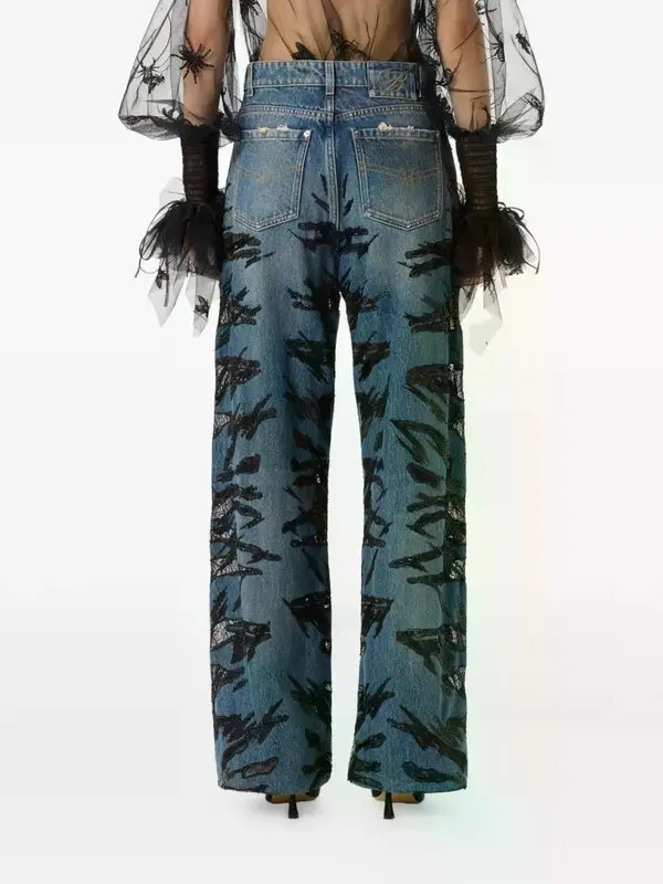 Blumarine Embellished Belted Wide-leg Jeans