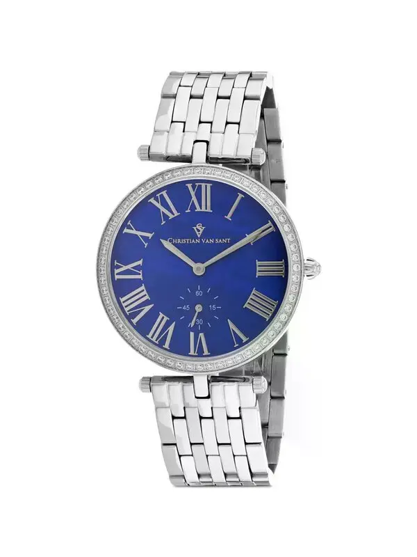 CHRISTIAN VAN SANT 36mm Watch With Mother-of-pearl Dial And Crystal Embellishments - Blue