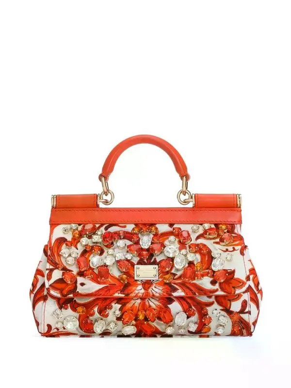 Dolce & Gabbana Mini Sicily Handbag With Embroidery And Bezels - Red