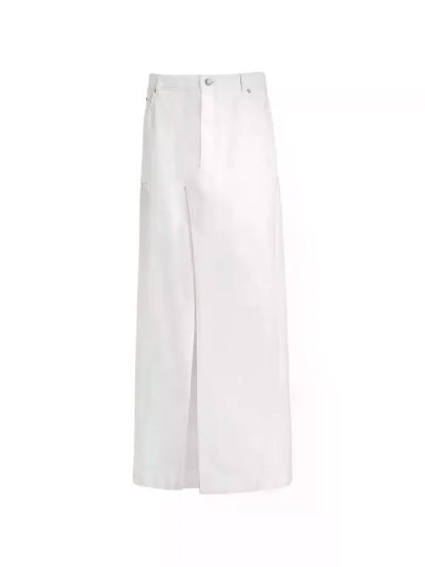 Dolce & Gabbana Long Denim Skirt With Front Slit - White