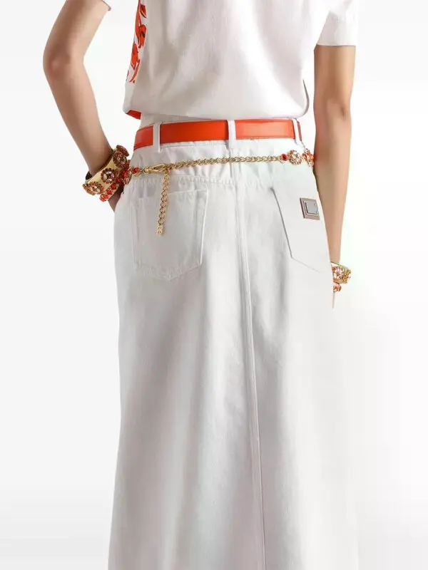 Dolce & Gabbana Long Denim Skirt With Front Slit