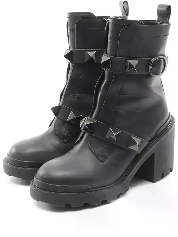 Valentino Garavani Studded Leather Ankle Boots - Black