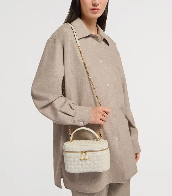 BVLGARI Leather Vanity Case Bag With Chain Strap