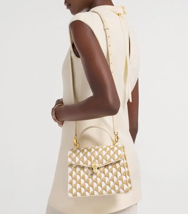 BVLGARI Medium Raffia Serpenti Forever Top-handle Bag