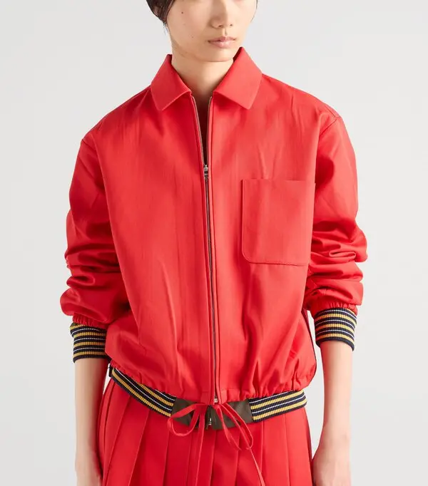 Prada Gabardine Zip-up Blouson Jacket