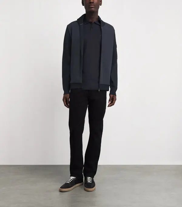 BOSS Knitted-trim Hybrid Jacket - Blue