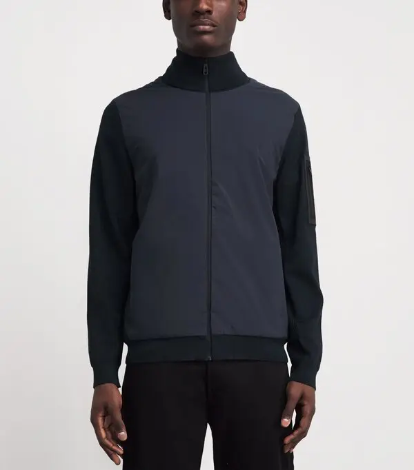 BOSS Knitted-trim Hybrid Jacket - Blue