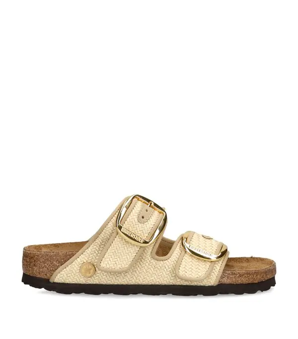 BIRKENSTOCK Raffia Arizona Buckled Sandals - Ivory