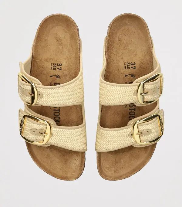 BIRKENSTOCK Raffia Arizona Buckled Sandals - Ivory