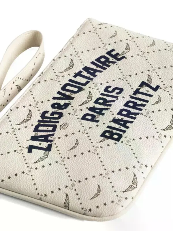 Zadig&Voltaire Logo Print Clutch Bag - Neutrals