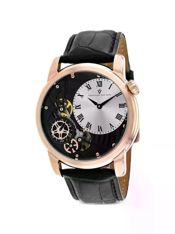 CHRISTIAN VAN SANT 44mm Watch With Roman Numeral Dial - Silver