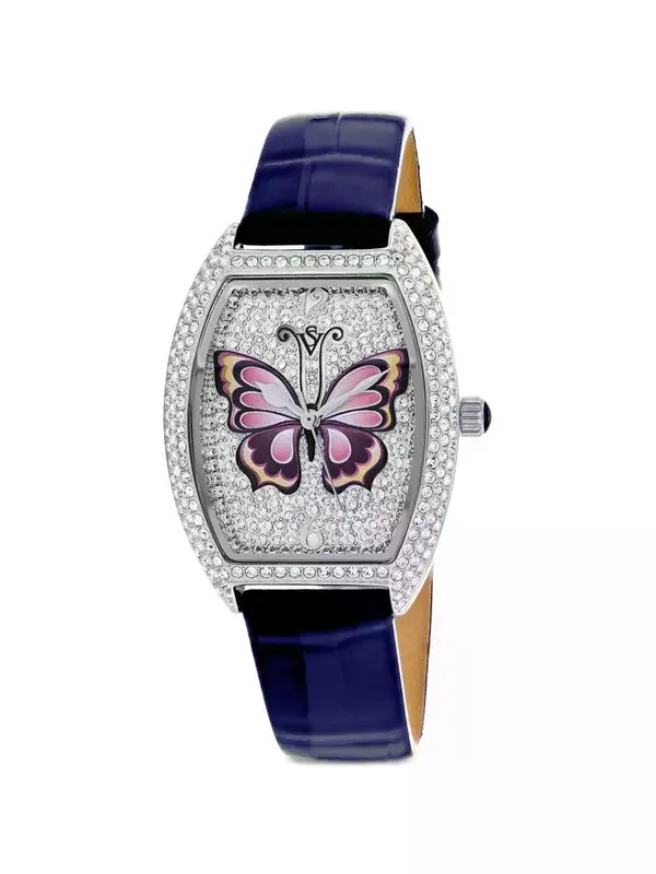 CHRISTIAN VAN SANT Papillon Crystal-embellished Tonneau Watch - Silver