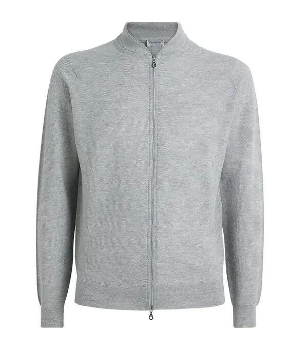 John Smedley Merino Wool Textured Zip-up Cardigan