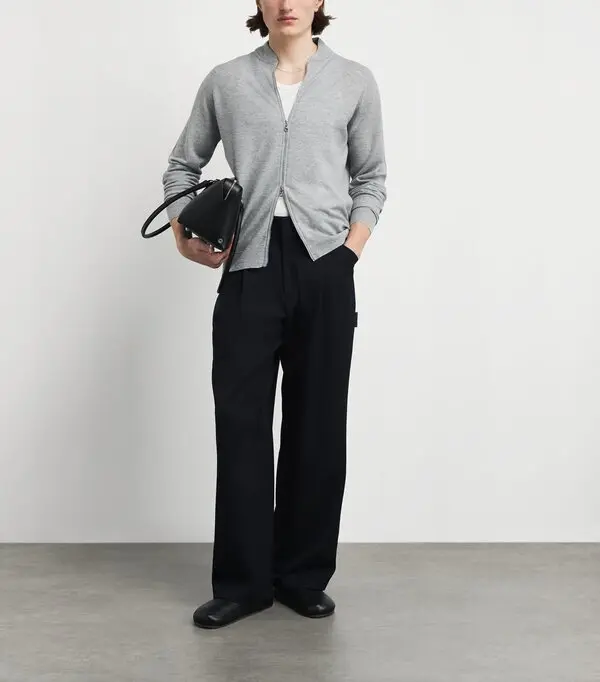 John Smedley Merino Wool Textured Zip-up Cardigan