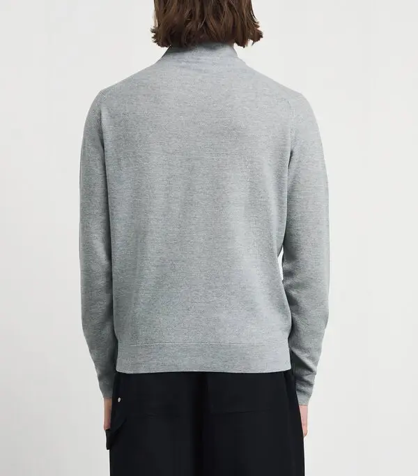 John Smedley Merino Wool Textured Zip-up Cardigan