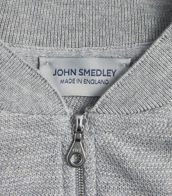 John Smedley Merino Wool Textured Zip-up Cardigan