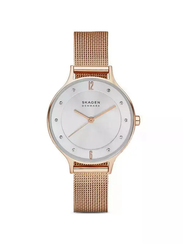 Skagen Anita Lille 30mm Rose Gold Tone Mesh Watch - Silver