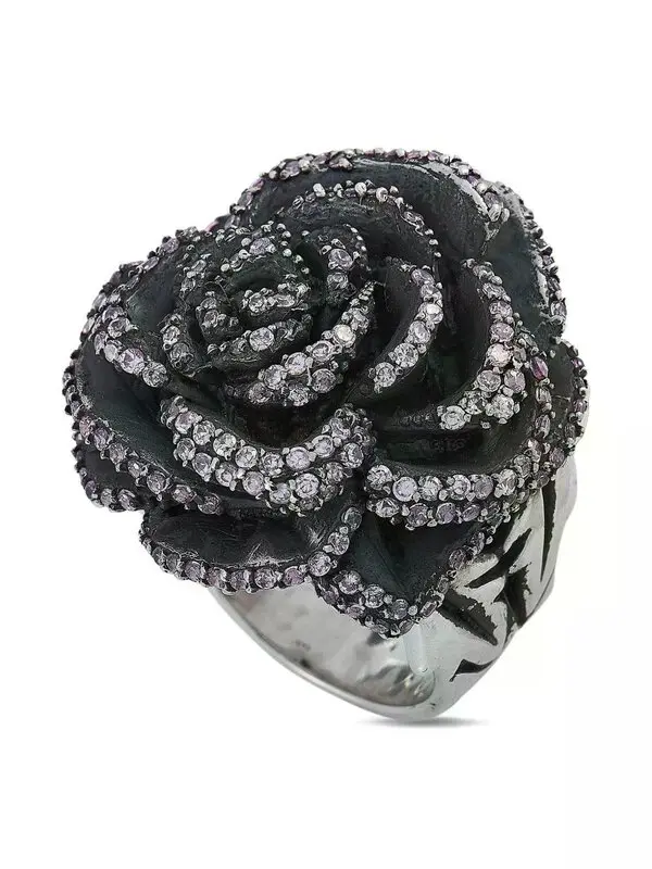 KING BABY STUDIO Sterling Crystal Embellished Flower Ring