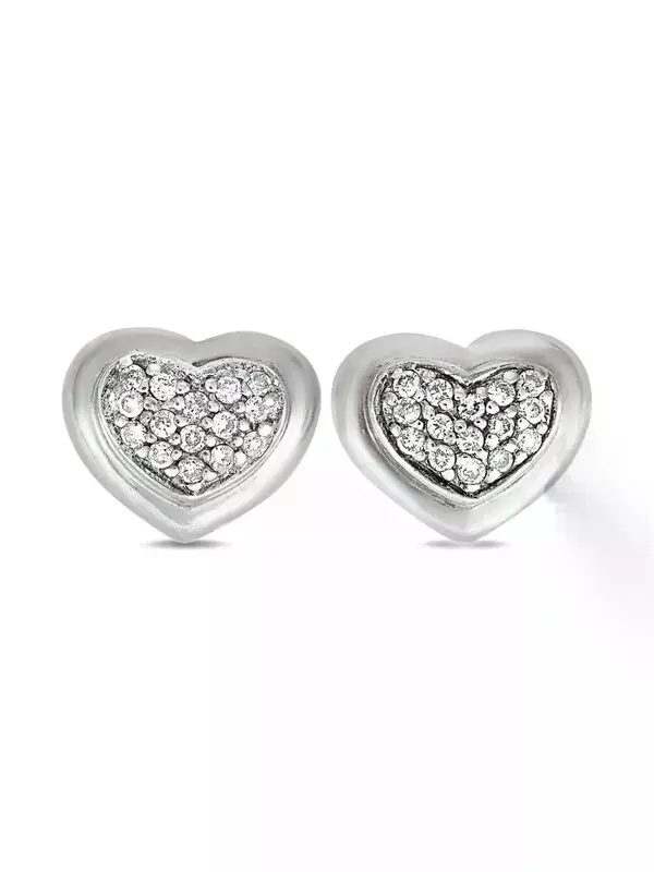 SCOTT KAY Crystal Embellished Heart Earrings - Silver